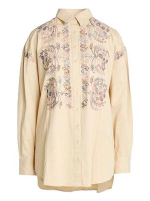 Antik Batik Embroidered Cotton Shirt - Beige