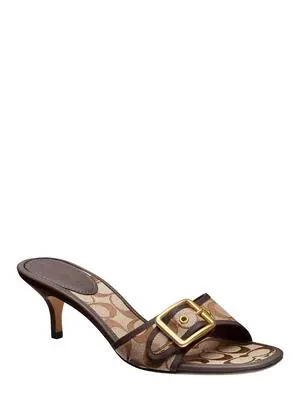 COACH Margot Sandal In Signature Jacquard - Khaki/maple