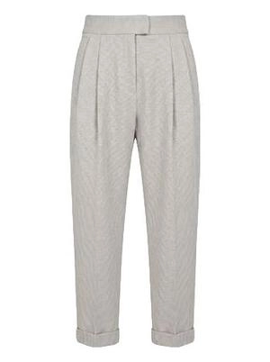 MOORER Flannel Stretch Tapered Pants - Light Grey