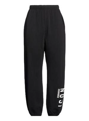 Dsquared2 Cotton Fleece Track Pants With Print - Black