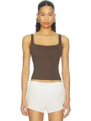 NIKESKIMS Matte Square Neck Tank - Dark Sepia