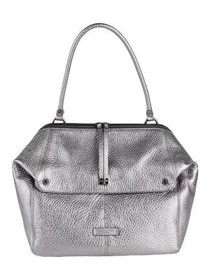 GIANNI CHIARINI Maxi Shopper Bag In Metallic Pebbled Leather - Silver