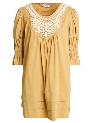 JIJIL Mini Dress With Embellished Neckline And 3/4 Gathered Sleeves - Yellow