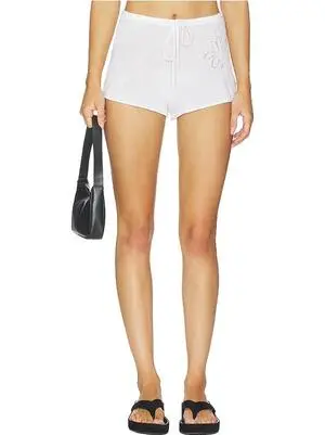 Frankies Bikinis Sophie Knit Short - White Hibiscus