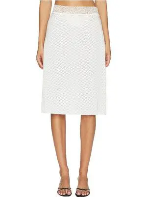 Frankies Bikinis Laura Silk Midi Skirt - French Pearl