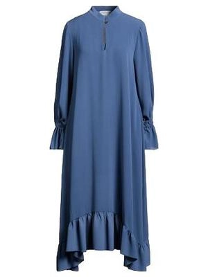 SHIRTAPORTER Midi Dress With Ruffles And Cutout Detail - Blue