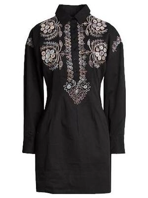 Antik Batik Embroidered Poplin Mini Dress - Black