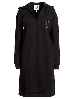 Armani Exchange Long Sleeve Cotton T-shirt Dress - Black