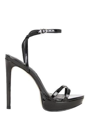 Steve Madden Juni Patent Faux Leather Stiletto Heeled Sandals - Black Patent