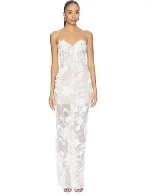 BRONX BANCO Dahlia Bridal Strapless Maxi Dress - White