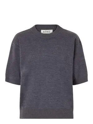 RÓHE Merino Wool Short-sleeve Sweater - Dark Gray