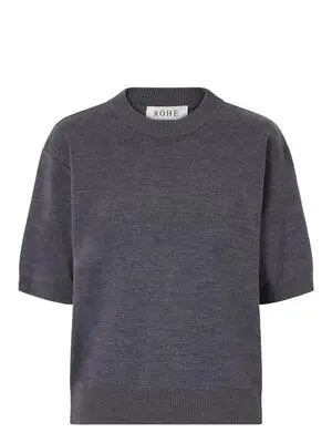 RÓHE Merino Wool Short-sleeve Sweater - Gray