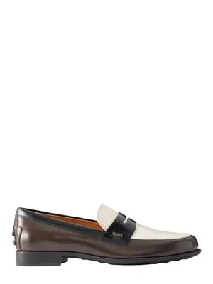 TOD'S Two-tone Leather Loafers - Black