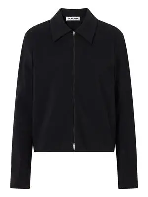JIL SANDER Cropped Zip-up Shell Jacket - Black