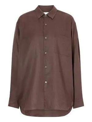 SSSTEIN Oversized Linen Shirt - Brown