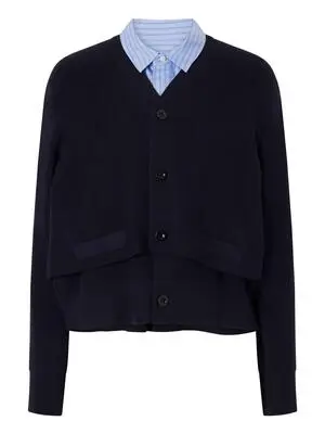 Sacai SACAI Cotton-Poplin Cardigan Navy