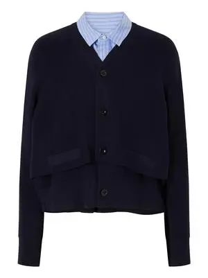 Sacai Cotton-poplin Cardigan - Navy