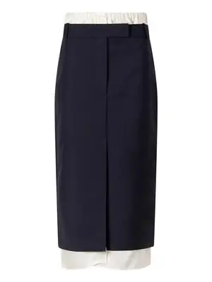 RÓHE Ruched Wool And Mohair-blend Midi Skirt - Navy