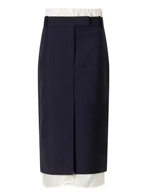 RÓHE Ruched Wool And Mohair-blend Midi Skirt - Navy
