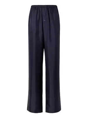RÓHE Silk Satin Wide-leg Pants - Blue