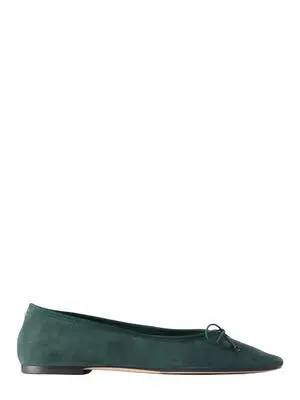 AeydĒ Tiby Suede Ballet Flats With Bow Detailing - Forest Green