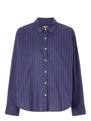 JAMIE HALLER Weekend Striped Cotton Shirt - Blue
