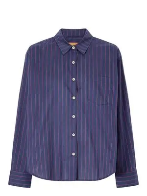JAMIE HALLER Striped Cotton Shirt - Navy