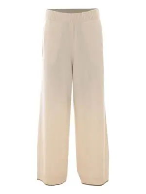Brunello Cucinelli Cashmere Wide Leg Trousers - White