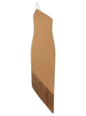 TALLER MARMO Antelope Fringed Crepe-cady Midi Dress - Brown