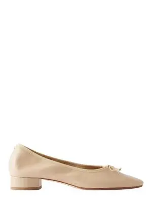 AeydĒ Aeyde Onda 25 Leather Block Heel Pumps With Bow Detailing Neutral