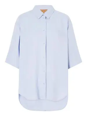 JAMIE HALLER Elbow Silk Shirt - Blue