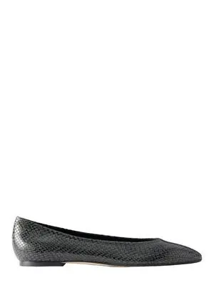 AeydĒ Ellie Snake-effect Leather Ballet Flats - Forest Green