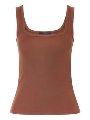 THE PARK Sawyer Cotton Ribbed Tank - Dark Brown