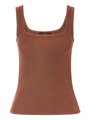 THE PARK THE PARK Sawyer Cotton Ribbed Tank Dark Brown