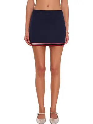Amanda Uprichard Maia Skort With Contrast Hem - Navy