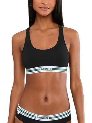 Lacoste Contrast Band Stretch Cotton Bralette Bra - Black