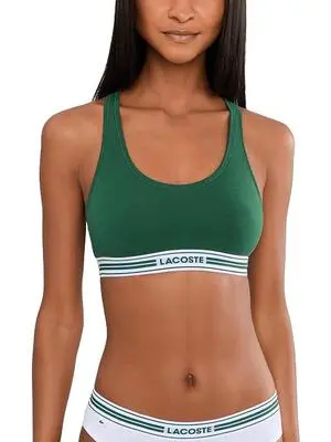Lacoste Contrast Band Stretch Cotton Bralette Bra - Green