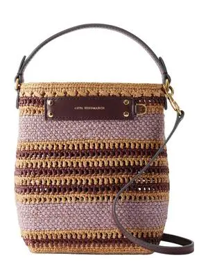 ANYA HINDMARCH Striped Raffia Cross Body Bag - Purple