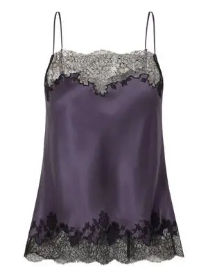 Carine Gilson Lace-trimmed Silk-satin Camisole - Dark Gray