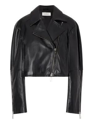 Sportmax Cropped Fringed Nappa Leather Biker Jacket - Black
