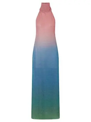 Oseree Ombré Metallic Stretch-knit Halterneck Maxi Dress - Multi