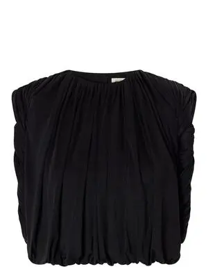 HEIRLOME Heirlome Effie Gathered Silk-Jersey Tank Black