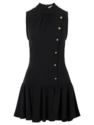 Alessandra Rich Button-embellished Cady Mini Dress - Black