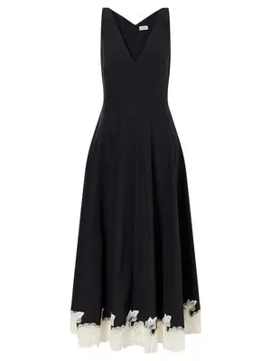 Simkhai Mira Lace-trimmed Cotton-blend Faille Maxi Dress - Black