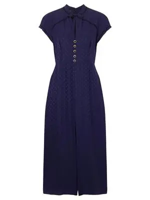 Alessandra Rich Silk Jacquard Star Motif Midi Dress - Blue