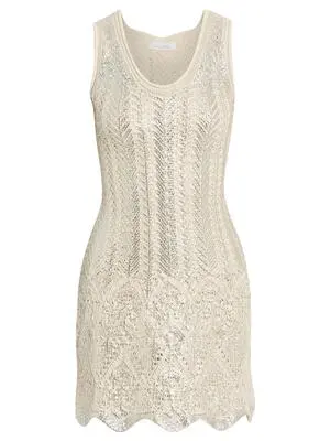 Rabanne Metallic Crocheted Cotton-blend Mini Dress - Platinum