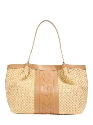 SERAPIAN Secret Raffia And Leather Trimmed Tote Bag - Neutral