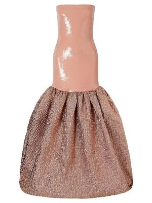 DIMA AYAD Sequined Cloqué Gown - Peach