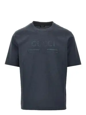 Gucci Devoré Crest T-shirt - Blue