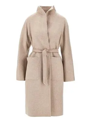 Max Mara Cashmere Drap Midi Coat - Beige